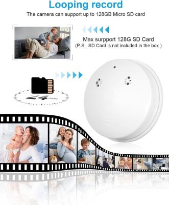 China White Wireless Smoke Detector Camera , Wifi Smoke Detector Security Camera 1080P for sale