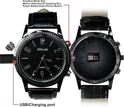 China Black Watch Hidden Camera 1080P Spyware Hidden Camera Mini 4.8 Ounces for sale