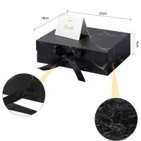 China Custom Design Small Matt Black Marble Texture Magnetic Closure Boxes Gift Packaging Boxes for sale