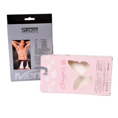 China Handmade Custom Printed Packaging Box With PVC Window , Underwear Packaging Box for sale