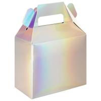 China Custom Logo Printed Holographic Iridescent Foil Gable Packaging Boxes for sale