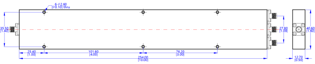 Technical drawing of LT-PD-3S-005180 3-Way Power Divider showing dimensions and connector placement