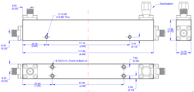 LT-DC9-004180S directional coupler mechanical dimensions and outline drawing