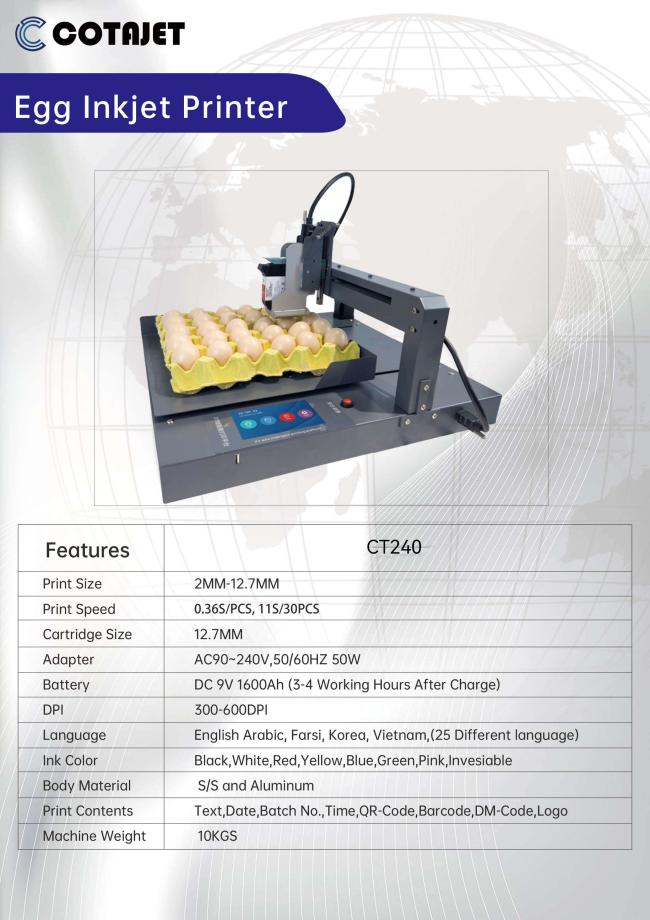 300DPI-600DPI Egg Coding Machine printing on eggs and cartons