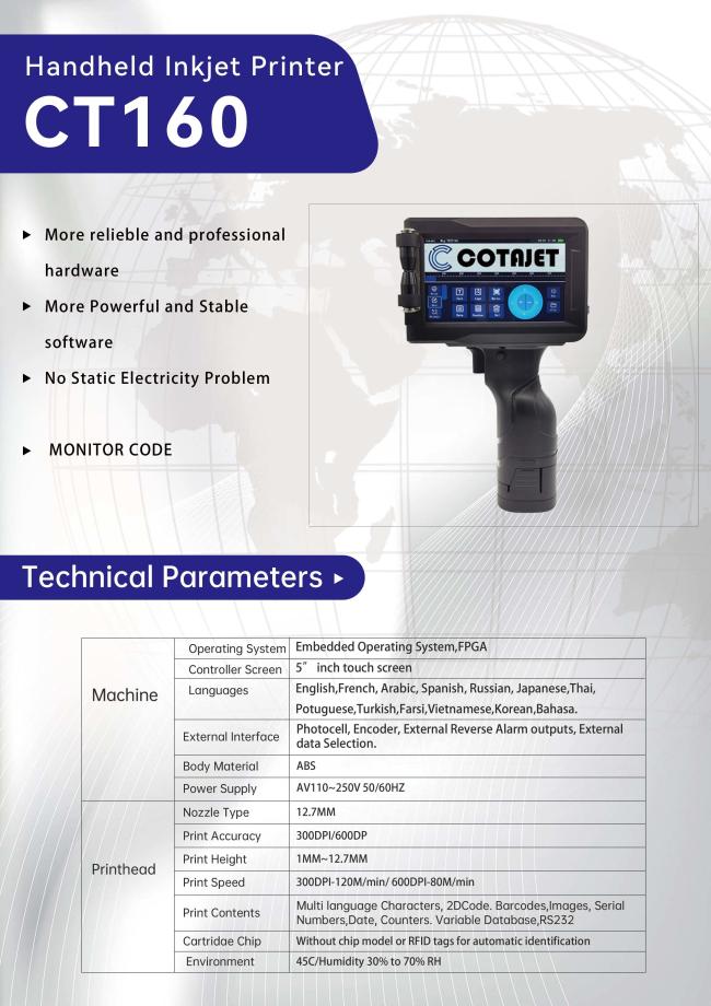 CT160 Portable Handheld Inkjet Printer in use
