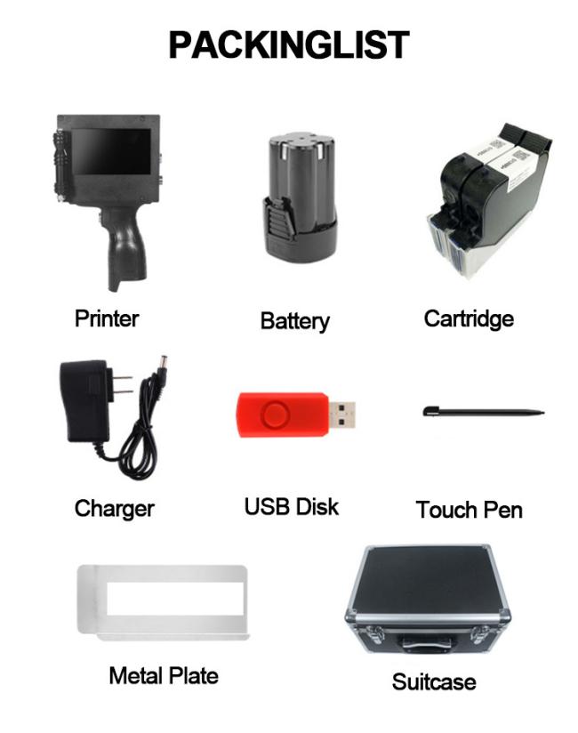 Handheld portable inkjet printer showing printing demonstration