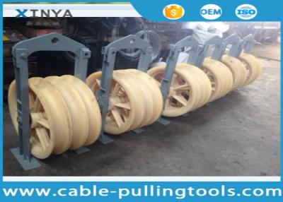 China Transmission Line Stringing Tools 3 Wheel Nylon Stringing Pulley Block for Twin Bundled Conductor for sale
