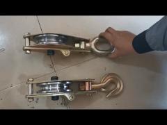 Drie wielen 30KN staal pulley blok snapping blok voor touwtrekken