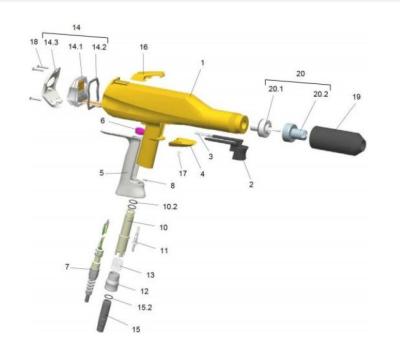 China 1002100 Powder Coating Spray Machine Complete Gm02 With 6m Cable Replacement for sale