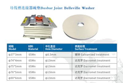 中国 Busduct密集したシステムのための母線の共同パックに取付けられているM12ベルビルのスプリング ウオッシャー 販売のため