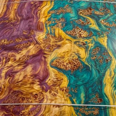 China Natural Eco-Friendly Plant Dyed Wood Veneer, Vibrant Multi-Colored Decorative Wood Veneer, Custom Sizes for Furniture, Door and Interior Wall Decoration for sale