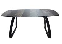 China Ceramic Fixed Dining Table , 1.6 Meter Tempered Glass Top Dining Table for sale