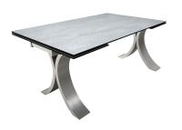 China HPL Laminated Tempered Glass Extendable Dining Table Laser Cutted for sale