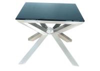 China Stainless Stylish Corner Table , Square Black Painted Dining Table Brushed Legs for sale