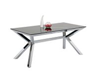 China Rectangle Fixed Dining Table , Stainless Steel Black Painted Dining Table for sale