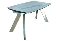China 2.4 Meter Stainless Extension Dining Table HPL Laminate Textured Top for sale