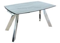 China 2.4 Meter Stainless Extension Dining Table HPL Laminate Textured Top for sale