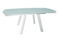 China Super White Tempered Glass Dining Table , Horsebelly Extension Dining Table for sale