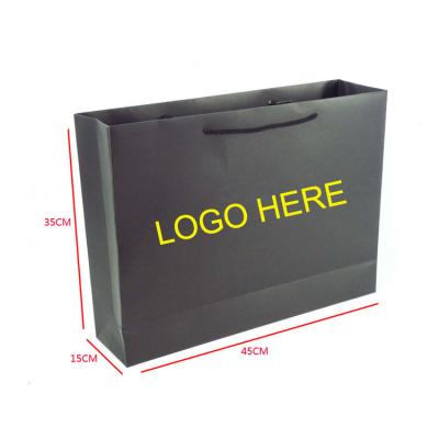 China personalized black cardboard paper gift bag for shoe store with logo printed for sale