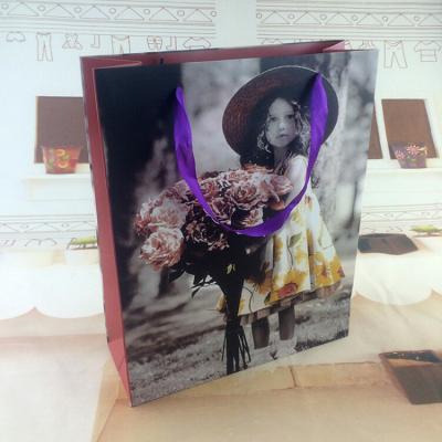 China luxury kids gift paper bag with ribbon handle customized printing available for sale