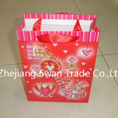 China customized color printed medium size white cardboard love promotional paper handle bags for sale
