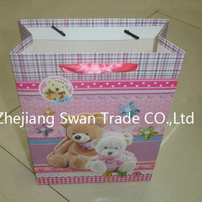 China lovely bear shopping paper bag for cloth dolls accept custom color printing for sale