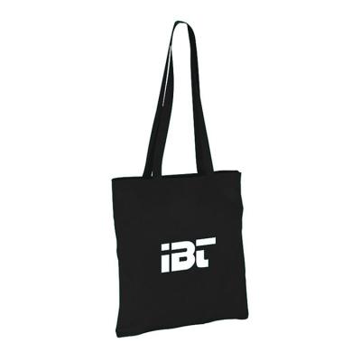 China balck canvas fabric tote bags with logo printed long handle unisex shouder bag for sale