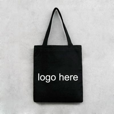 China small size black colour canvas tote bags with brand logo printed for promotion for sale
