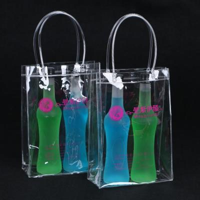 China waterproof PVC wine bottle shopping bags with logo for wine store promotion for sale