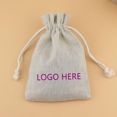 China custom logo printed eco-friendly jute fabric drawstring bags durable small gift bags for sale