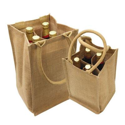 China heavy-duty wine bottle jute bags customized logo printing wine store promotional bags for sale