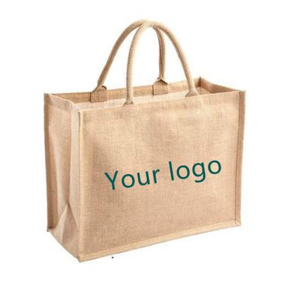 China large capacity jute shopping bags custom logo durable promotional jute tote bags for sale