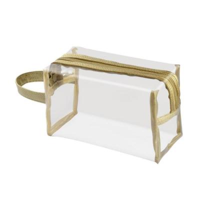 China transparent pvc gift zipper bags with wrist strap custom logo lady cosmetic bag for sale