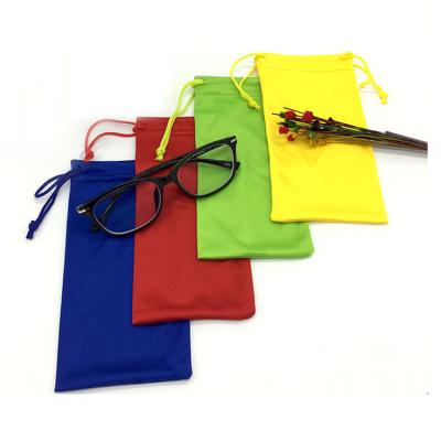 China recycled microfiber eyeglasses drawstring bags custom logo promotional drawstring pouch for sale