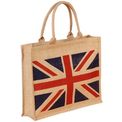 China british cotton fabric jute grocery bags top zipper closure promotional burlap gift bags for sale