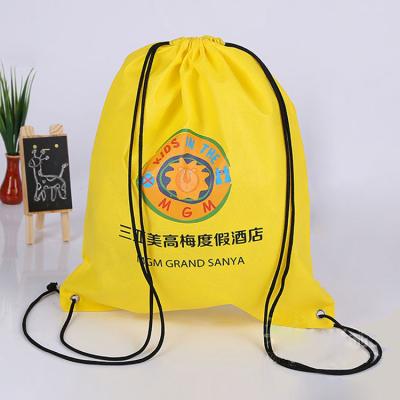 China school kids drawstring books bags custom logo economical polyester traveling backpacks for sale
