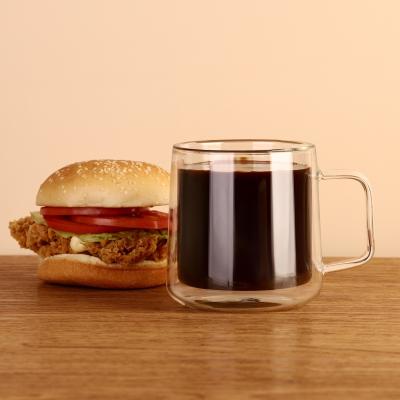 China CnGlass Clear Borosilicate Double Wall Insulated Coffee Mug Temperature Range -20C-150C for sale