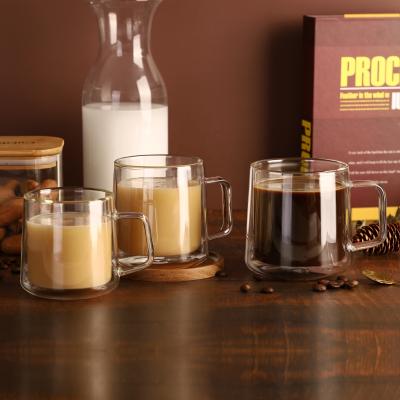 China CnGlass Clear Borosilicate Double Wall Insulated Coffee Mug Temperature Range -20C-150C for sale