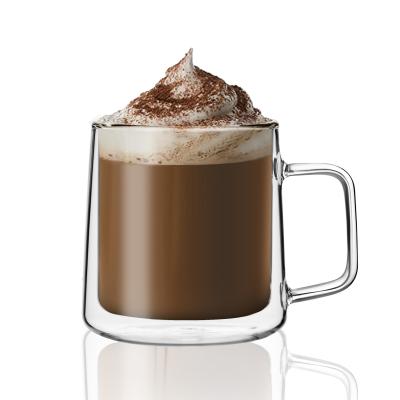 China CnGlass Clear Borosilicate Double Wall Insulated Coffee Mug Temperature Range -20C-150C for sale