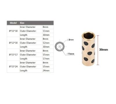 China 8mm Oil Self-lubricating Graphite Copper Sleeve, Brass Bearing Bushing for 3D Printer CNC for sale