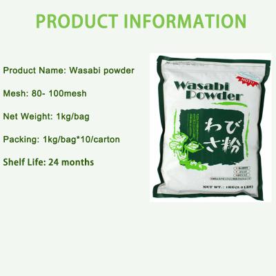 China Pure Wasabi Powder 10kg Carton with 100-120 Mesh Fineness and 20 Days Delivery for sale