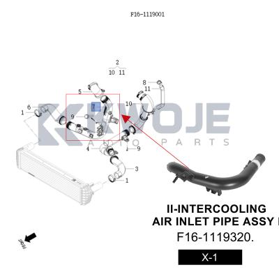China OEM F16-1119320 III-INTERCOOLING AIR INLET PIPE ASSY For Chery Jetour Dashing for sale