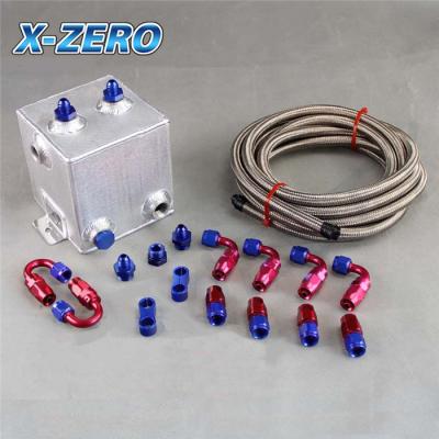 China 2L Aluminum Racing Fuel Cell Surge Tank and Hose Fittings , Polished Color for sale
