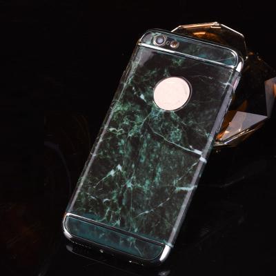 China Hard PC 3 in 1 Plating Border Marble Lines Back Cover Cell Phone Case For iPhone 7 7 Plus 6 6s Plus for sale