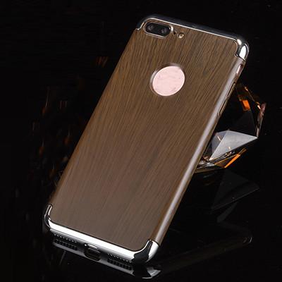 China 3 in 1 Hard PC Plating Border Wood Grain Cell Phone Case Cover For iPhone 7 7 Plus 6 6s Plus for sale