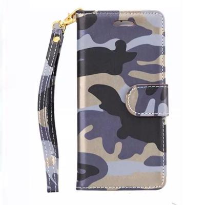 China PU+PC Double Fold Camouflage Bracket Back Cover Cell Phone Case For iPhone 7 6s Plus 5s with Hand Strap for sale