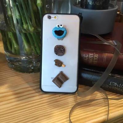 China Acrylic DIY Cartoon Candy Chocolate Pasted Cell Phone Case Cover For iPhone 7 6s Plus with Lanyard for sale
