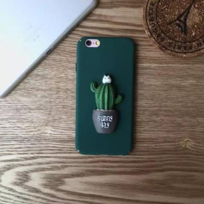 China Hard PC DIY Green Cactus Potted Plant Pasted Cell Phone Case Cover For iPhone 6 6s Plus for sale
