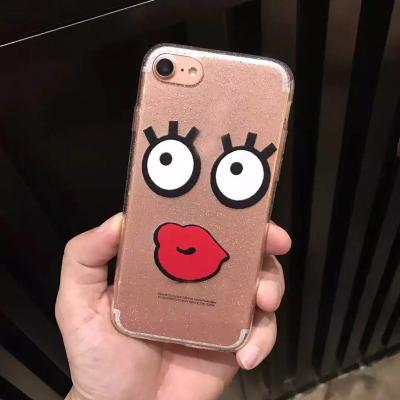 China Soft TPU Glitter Glue Cute Cartoon Images Back Cover Cell Phone Case For iPhone 7 6s Plus for sale