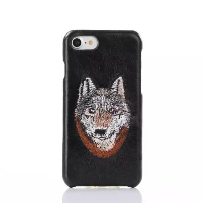 China Soft PU&PC Embroidery Blink Eyes Wolf Lion Leopard Tiger Pattern Back Cover Cell Phone Case For iPhone 7 6s Plus for sale